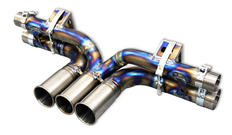 Tubi Style Titanium Center Muffler Bypass w/ Triple Exit Exhaust (991